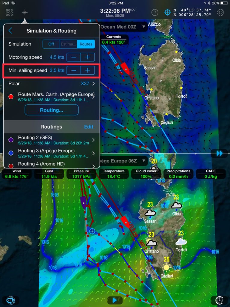 Minimum sailing speed parameter added to Routing features - Weather4D